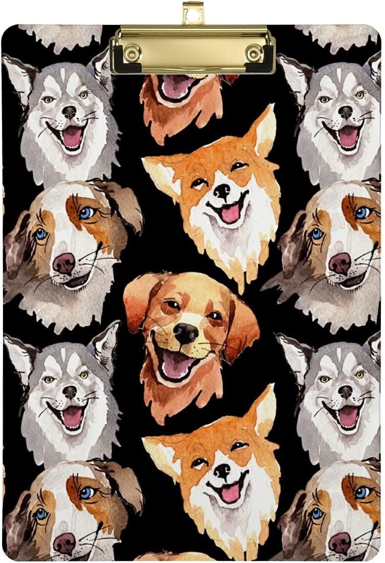 FMSHPON Corgi Husky Dogs Clipboard Hardboard Wood Nursing Clip Board ...
