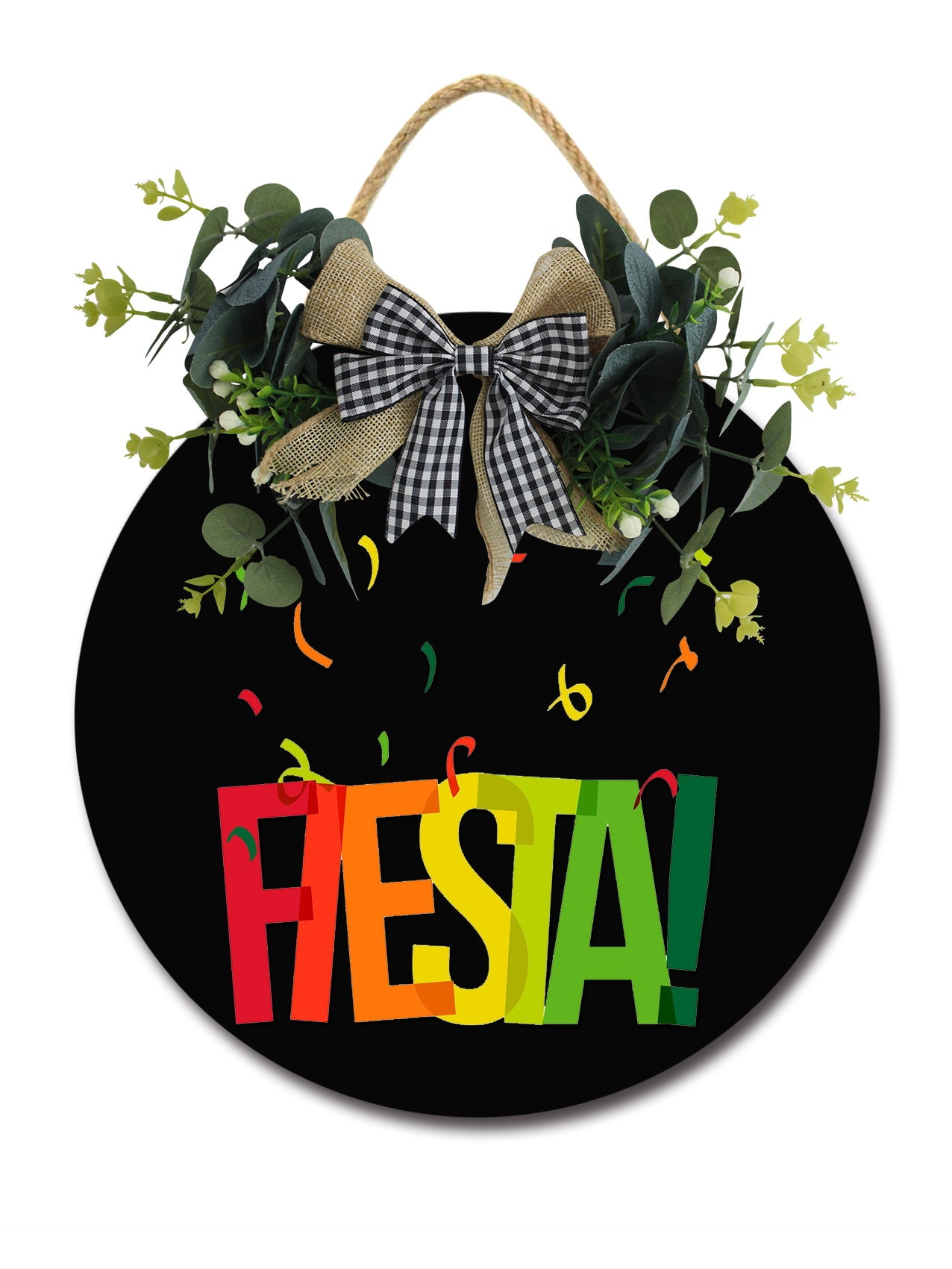 Fiesta Front Door Sign Funny Wreaths Hanging Wooden Plaque Decoration ...