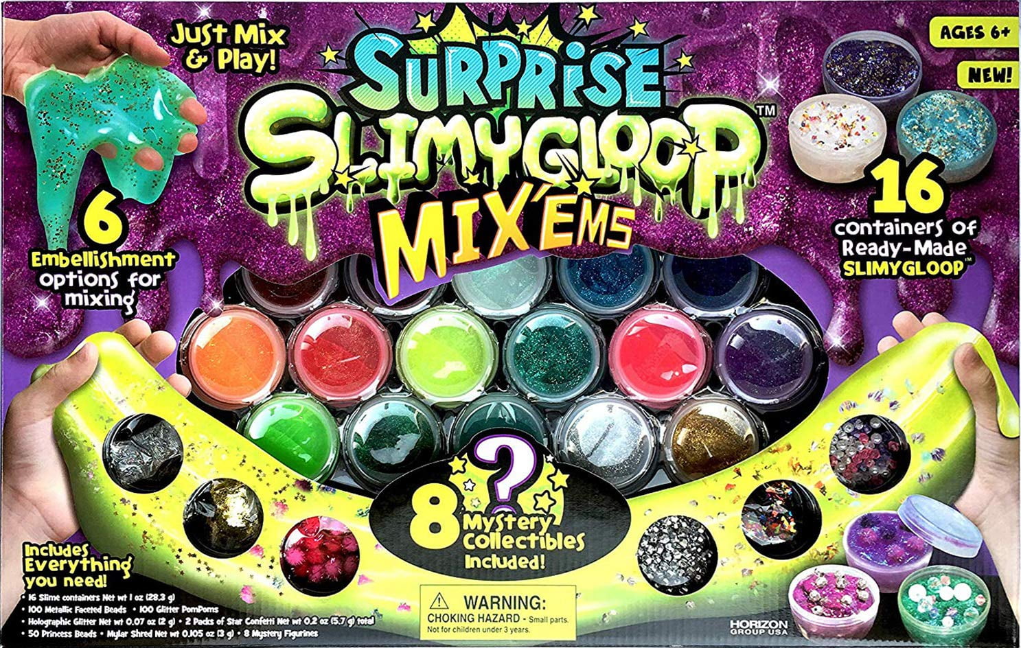 SlimyGloop Surprise Mix'EMS Slime kit with 16 Ready Made No Mess Slime ...
