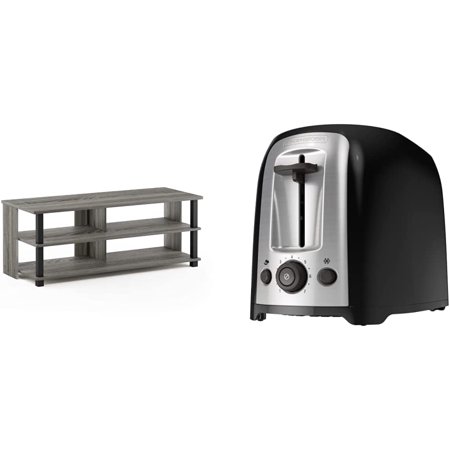 SINDA 17077GYW/BK Sully 3-Tier Stand for TV up to 50, French Oak Grey ...