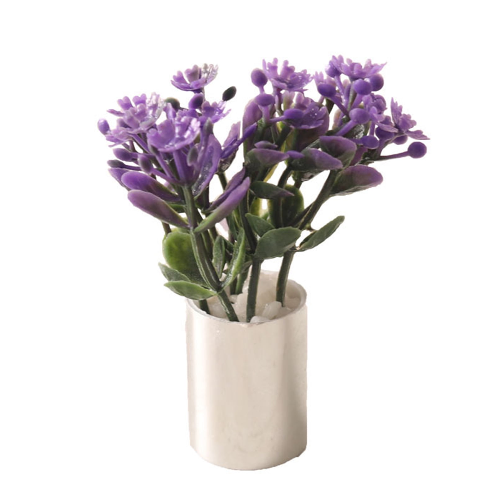Lomubue 1: 12 Mini Potted Model Realistic Purple Flower Design Decorate ...