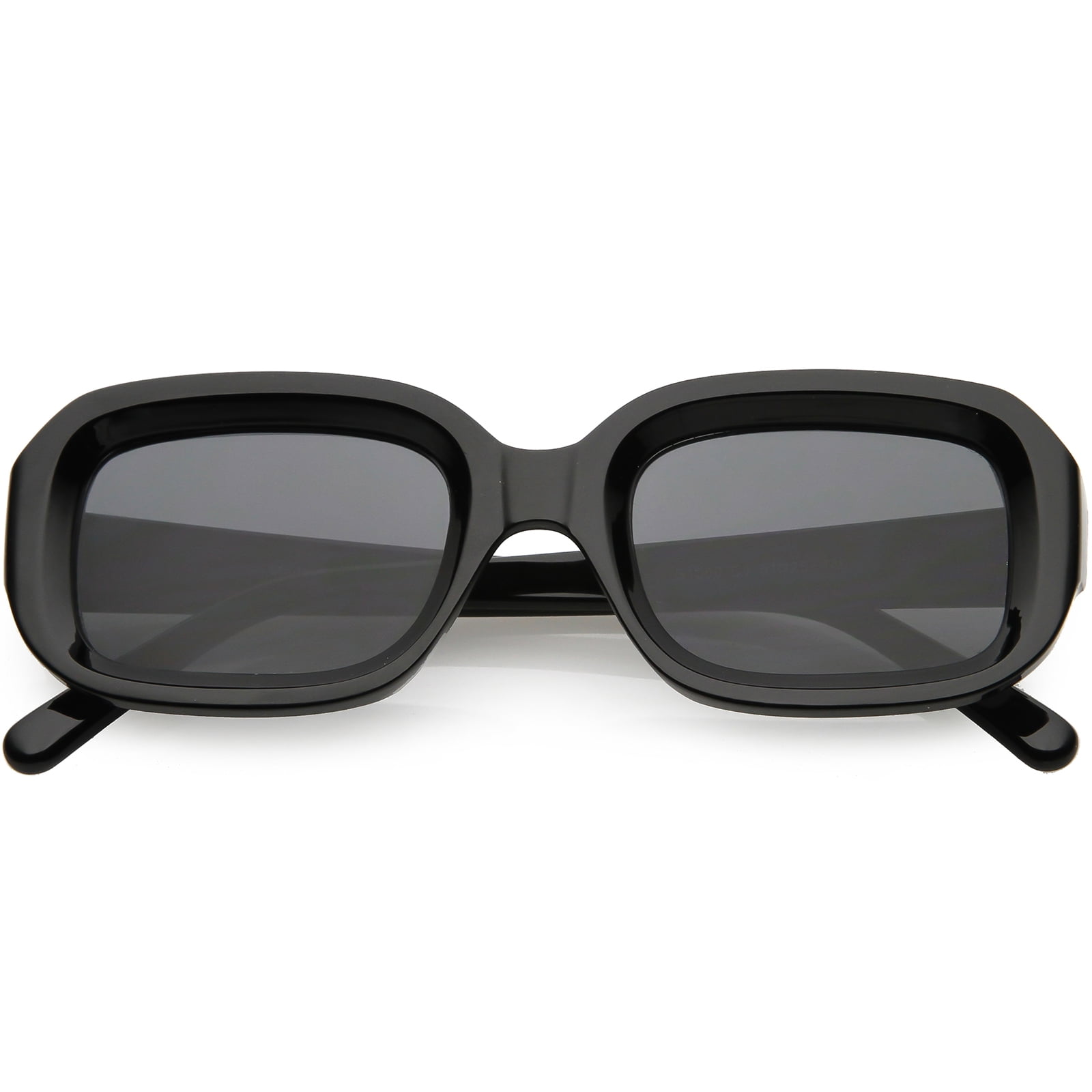 Retro Chunky Square Sunglasses Wide Arms Square Lens 50mm (Black ...