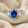 Blue Sapphire & Diamond Ring, Dainty Engagement Ring, Stackable Band ...