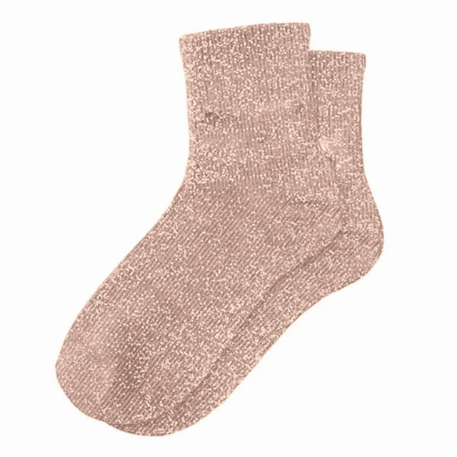 JFHHQ Fashionable Sparkly Solid Color Slouch Socks Mid Calf Hosiery for ...