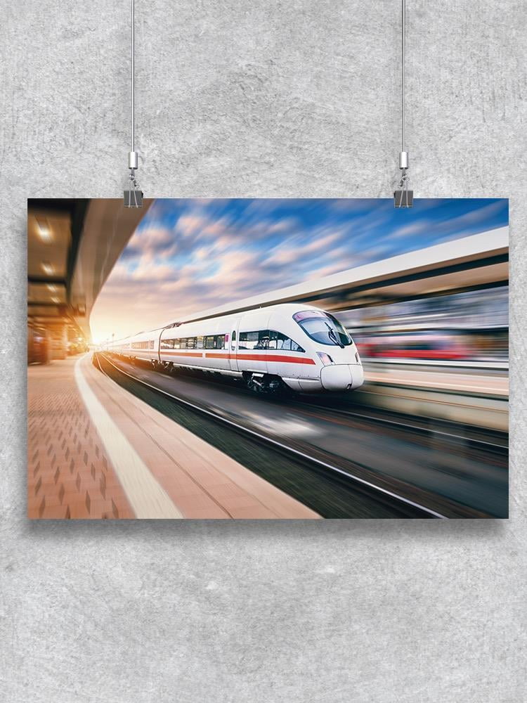 White Modern High Speed Train Poster -Image by Shutterstock - Walmart.com