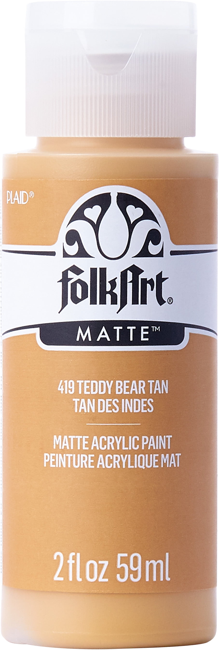 FolkArt Acrylic Craft Paint, Matte Finish, Teddy Bear Tan, 2 fl oz ...