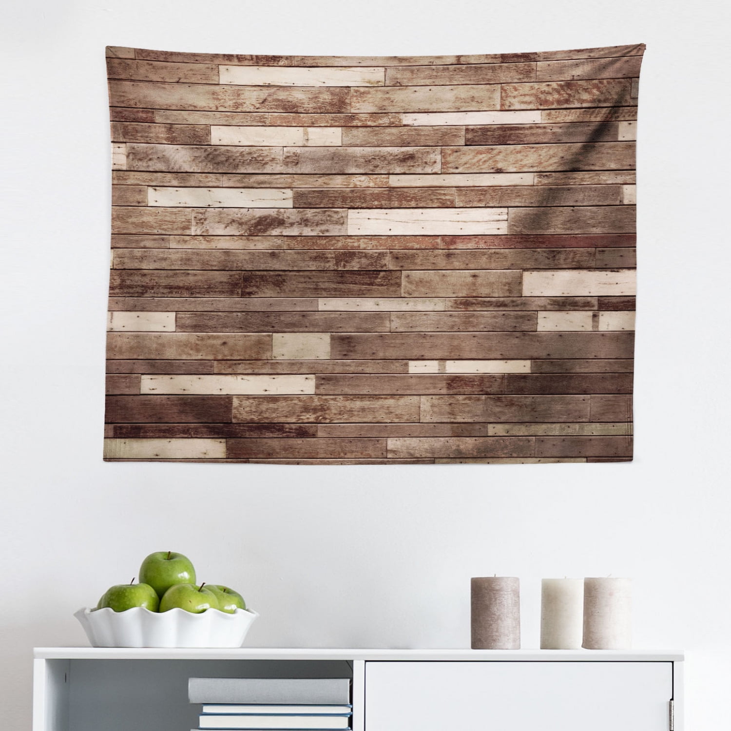 Wooden Print Tapestry, Brown Wood Textures Abstract Pattern Circles ...