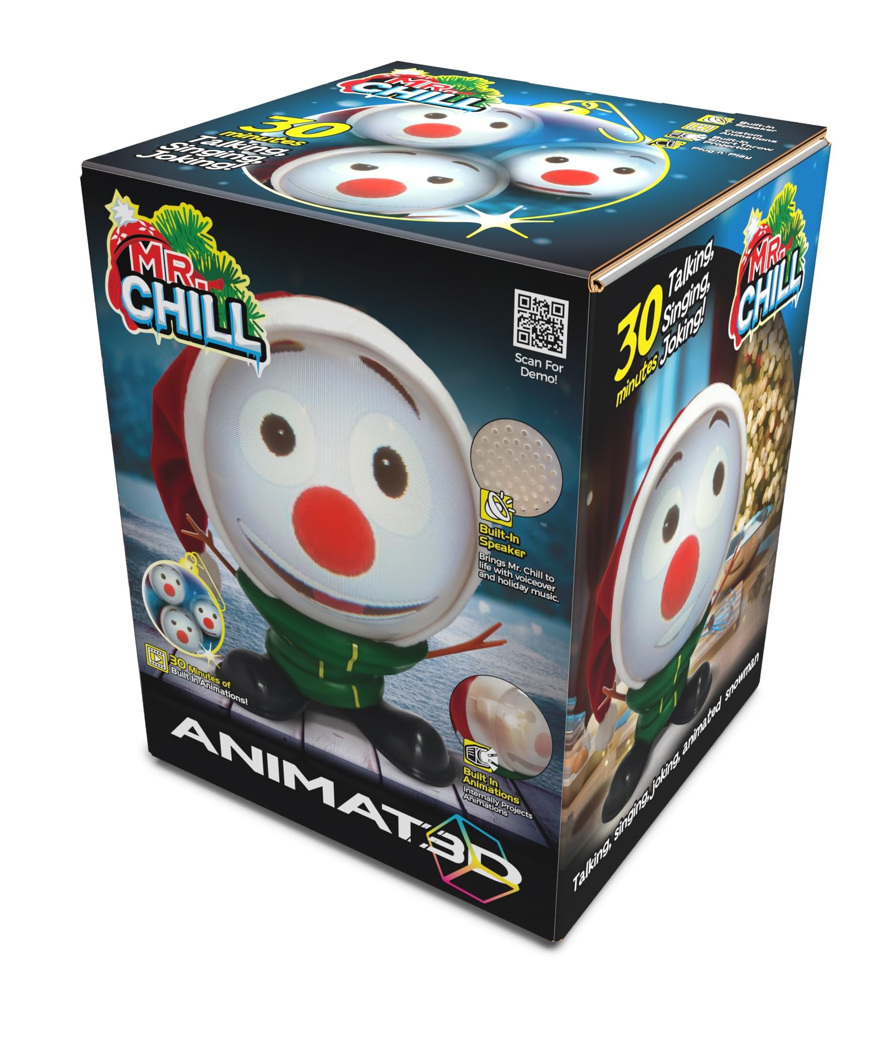 Muñeco de nieve animado parlante ANIMAT3D Mr. Chill con proyector y altavoz | Walmart en línea