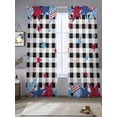 4th of July Semi Sheer Curtains 96 Inch Length 2 Panels Set, Blue Red ...
