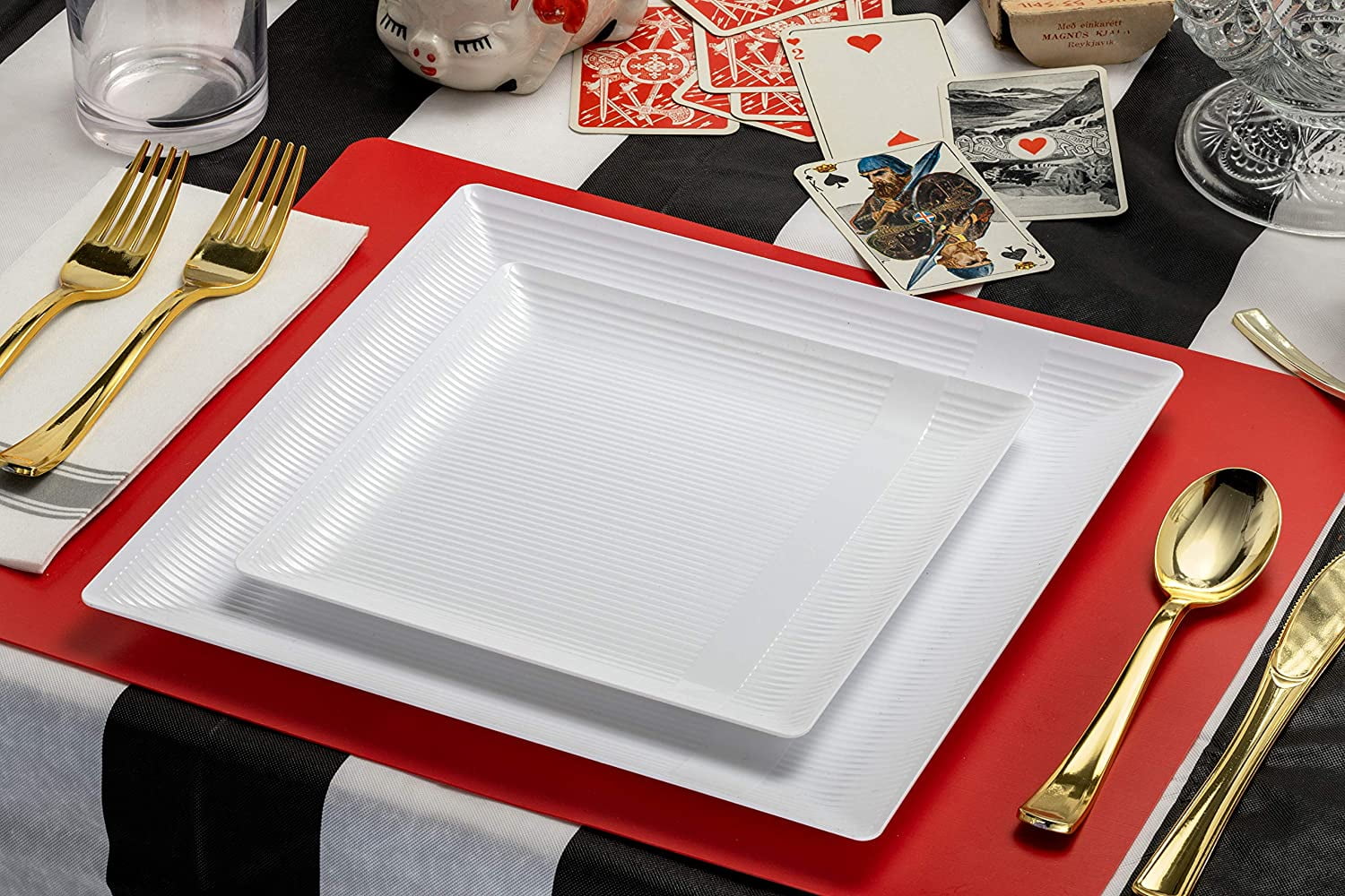 Crown Display 10.25 inch Disposable Square Linear Plastic Plates ...