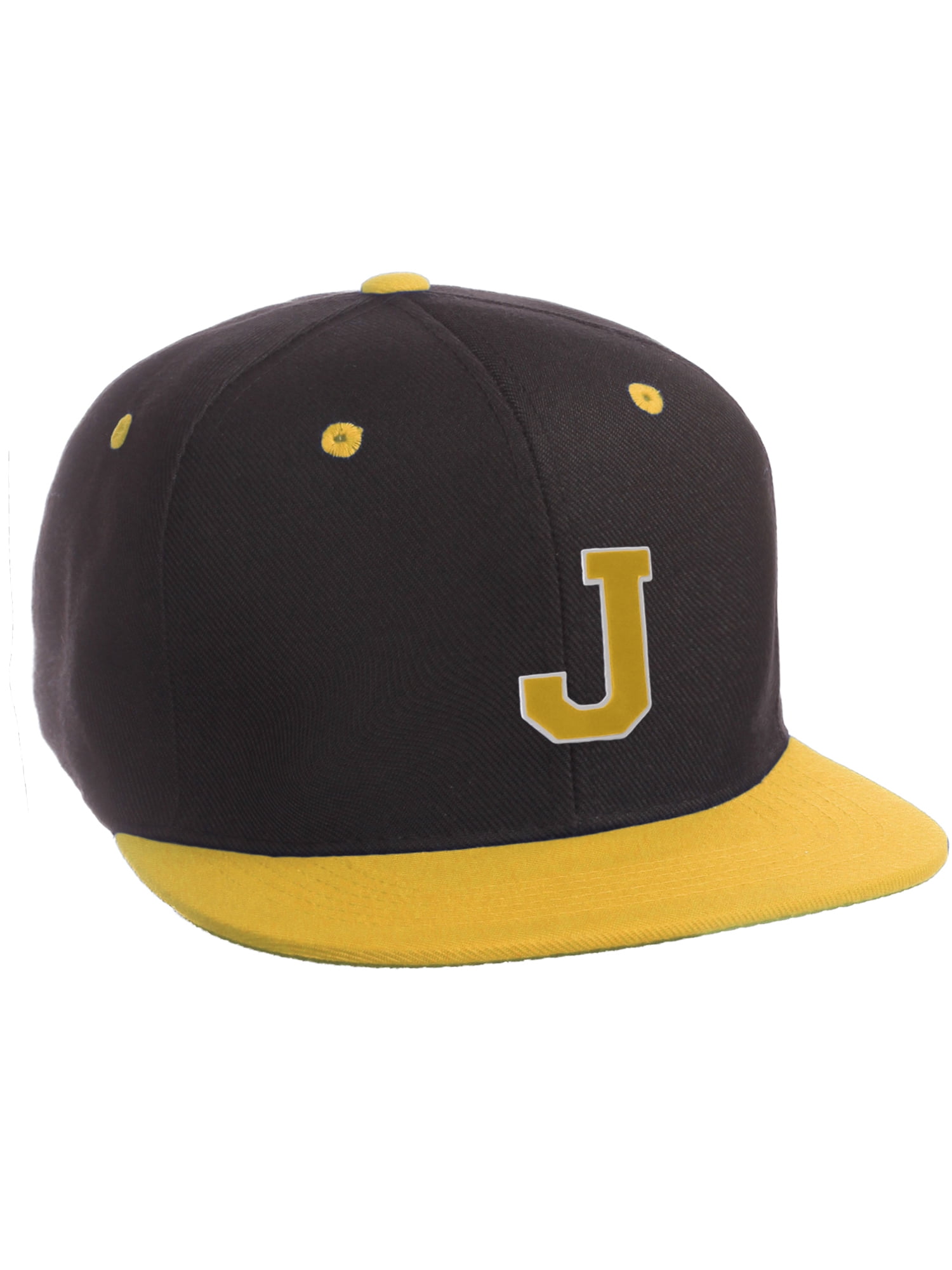 Classic Snapback Hat Custom A to Z Initial Letters, Black Gold Cap ...