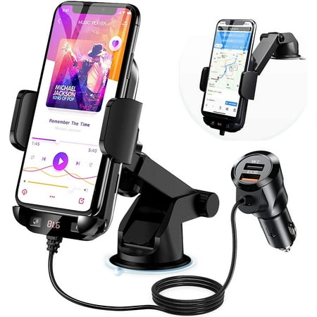 Junmo (safe Driving) Bluetooth Fm Transmitter Car Phone Mount,long Arm ...