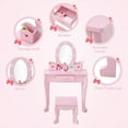 Sakiyrr Kids Wooden Vanity Table and Stool Set, Pink Princess Make Up ...
