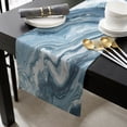 Blue Marble Table Runner 120 Inches Long, Abstract Ink Painting Art ...