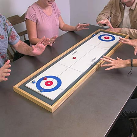 GoSports Shuffleboard and Curling 2 in 1 Table Top Board Game with 8 ...