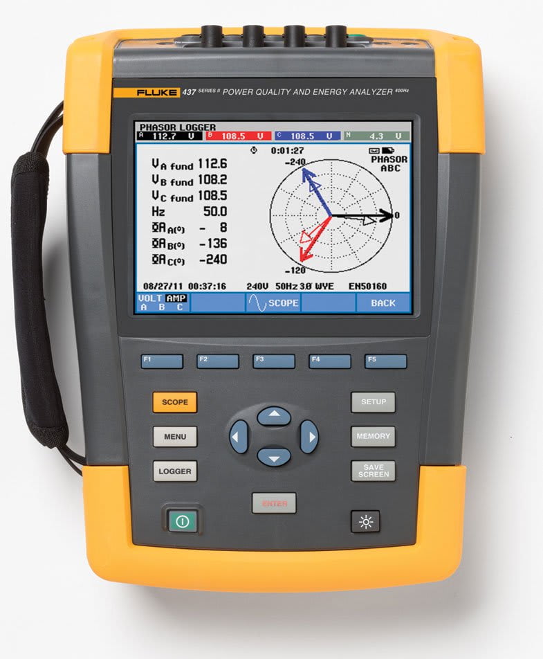 Fluke 437-II 400 Hz Three-Phase Power Quality and Energy Analyzer ...