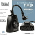 Black + Decker Outdoor Grounded Electric Power Timer with 3 Outlets and ...