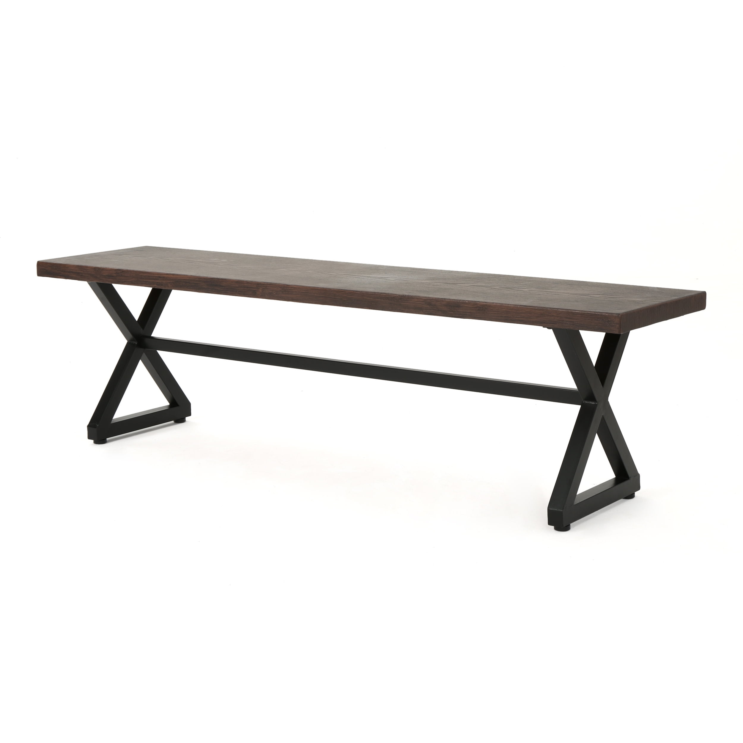 GDF Studio Rosarito Outdoor Aluminum Dining Bench, Brown - Walmart.com