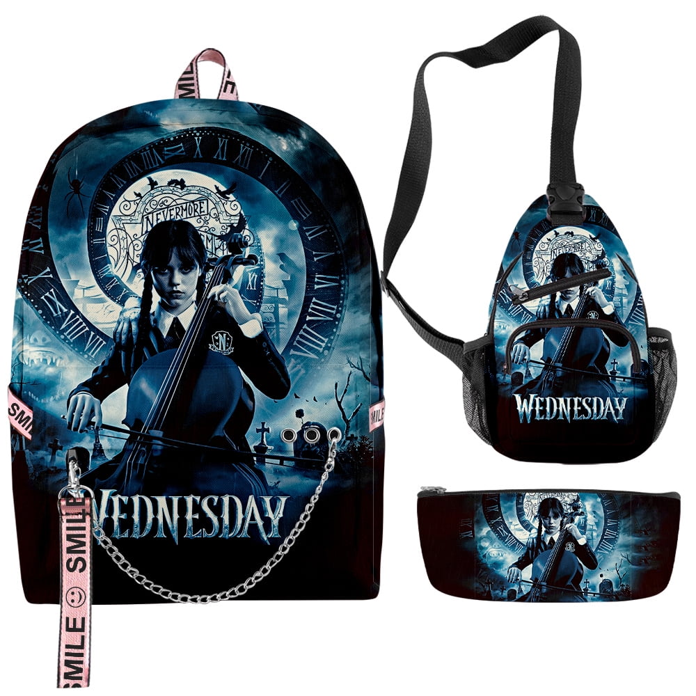 Wednesday Addams Merch Backpack Rucksack Cosplay Zipper Pack Schoolbag ...