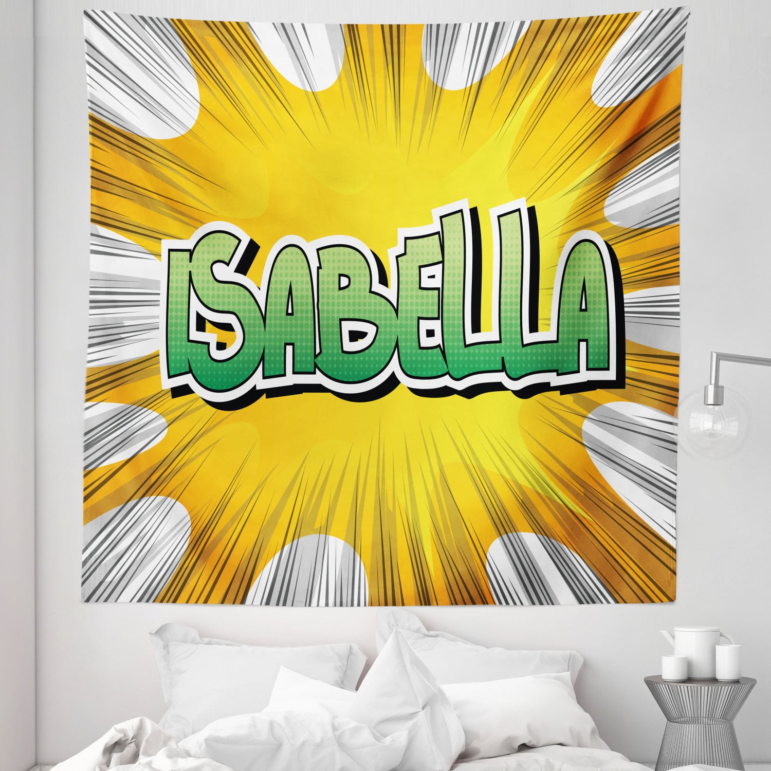 Isabella Tapestry, American Birth Name on Retro Style Fun Cartoon ...