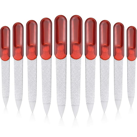 10 Pieces Sapphire Nail File Stainless Steel File with Anti-slip Handle ...