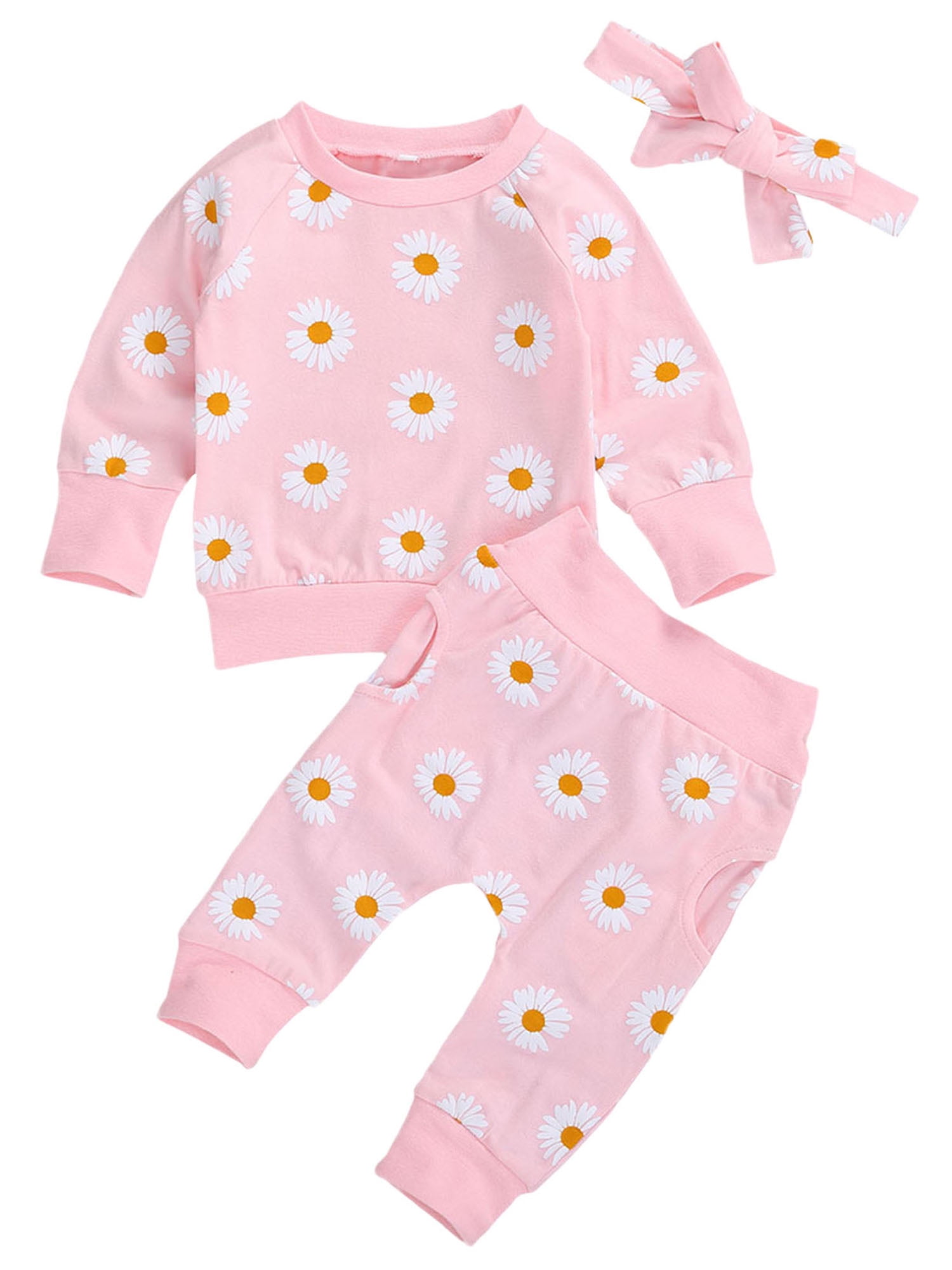 Nokpsedcb 3PCS Newborn Baby Girl Daisy Outfits Clothes Set Tops T-shirt ...