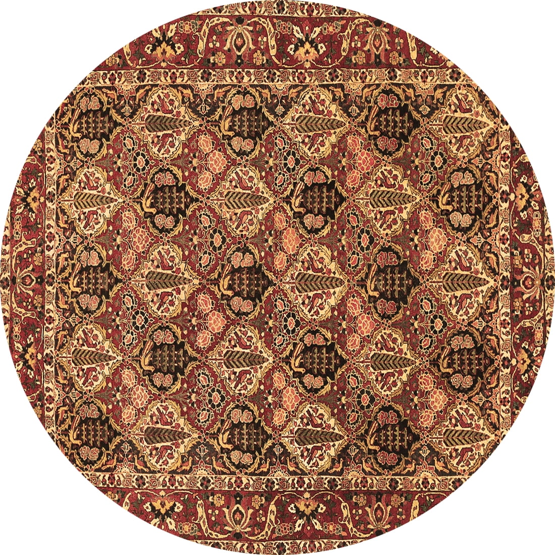 Ahgly Company Indoor Round Persian Brown Traditional Area Rugs, 8 ...