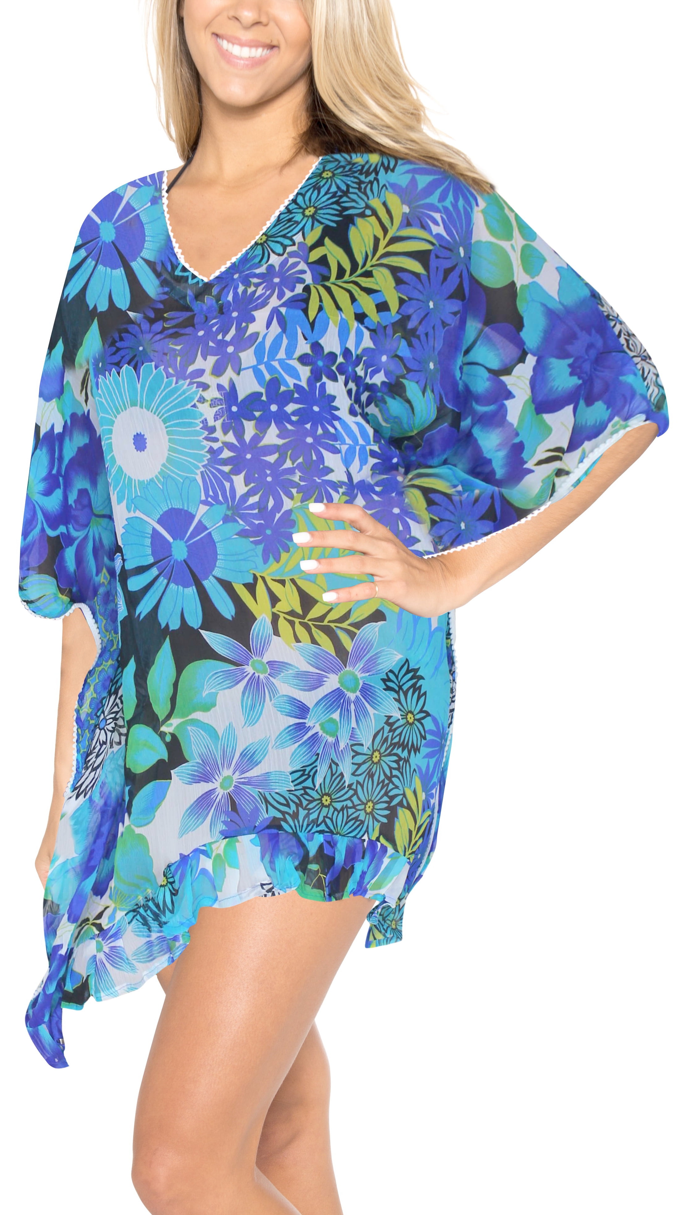 HAPPY BAY Women's Loose Flowy Swimsuit Cover ups Dress S-M Blue-AC318 ...