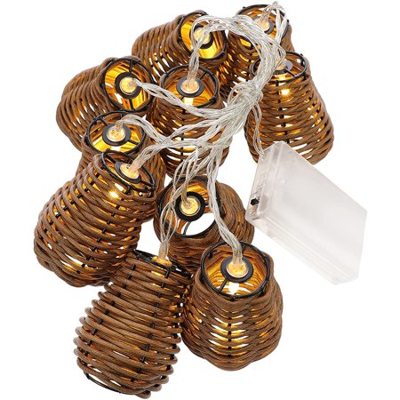 Rattan String Light LED Pre- lit Wicker Fairy Light Battery Operated ...