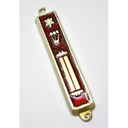 Judaica Mezuzah & Scroll Wood with Stones Pewter Shin Dalet Yud with ...