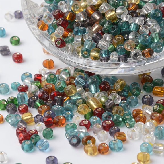 50g 6/0 Round Silver Lined Round Hole Glass Seed Beads Blue 4mm Hole: 1 ...