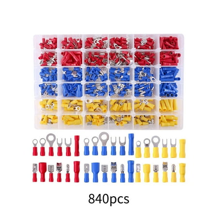Onever 840pcs Insulated Cable Connector Electrical Wire Assorted Crimp ...