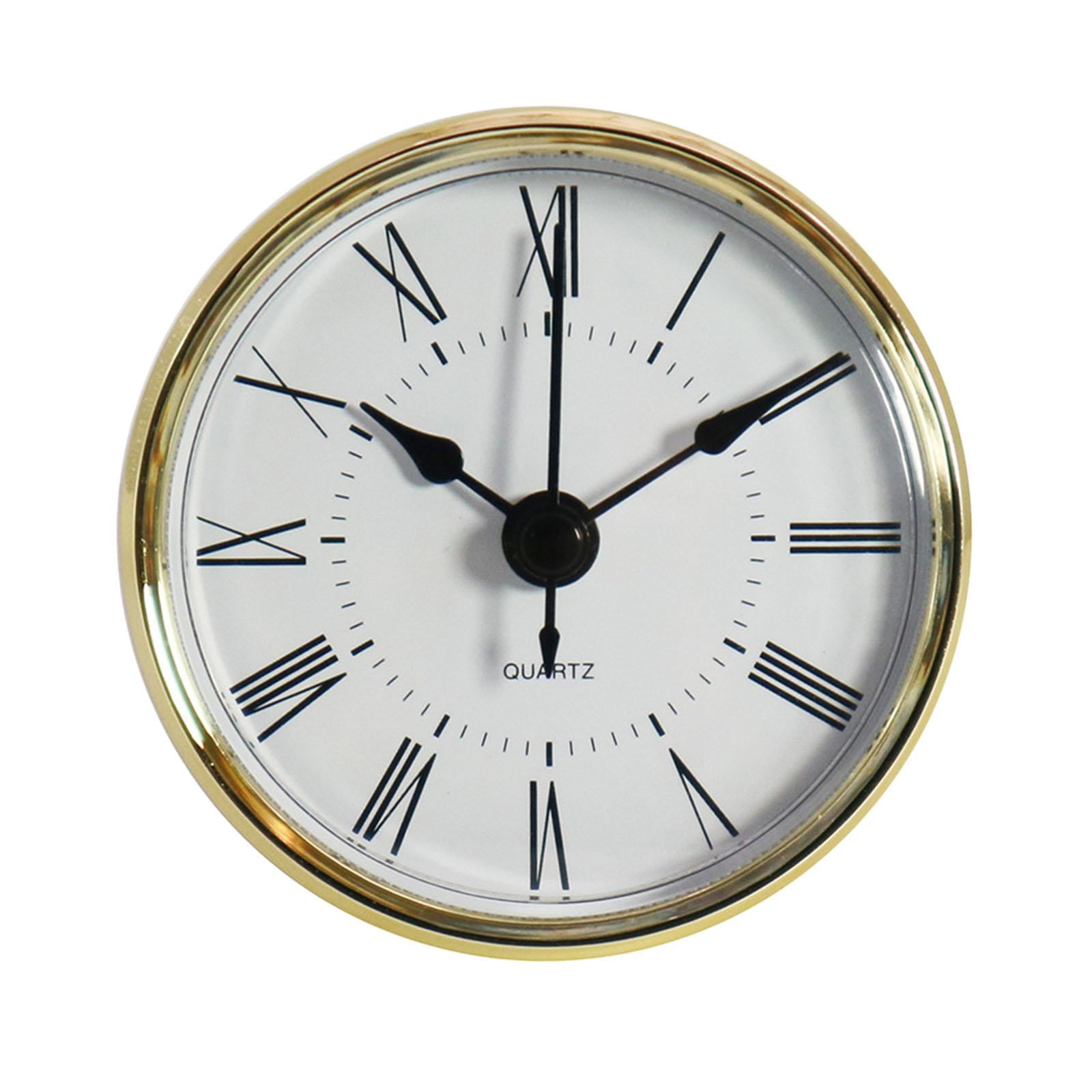 Clock Insert Round Quartz Clock Movement gold Bezel Roman Numerals .75 ...