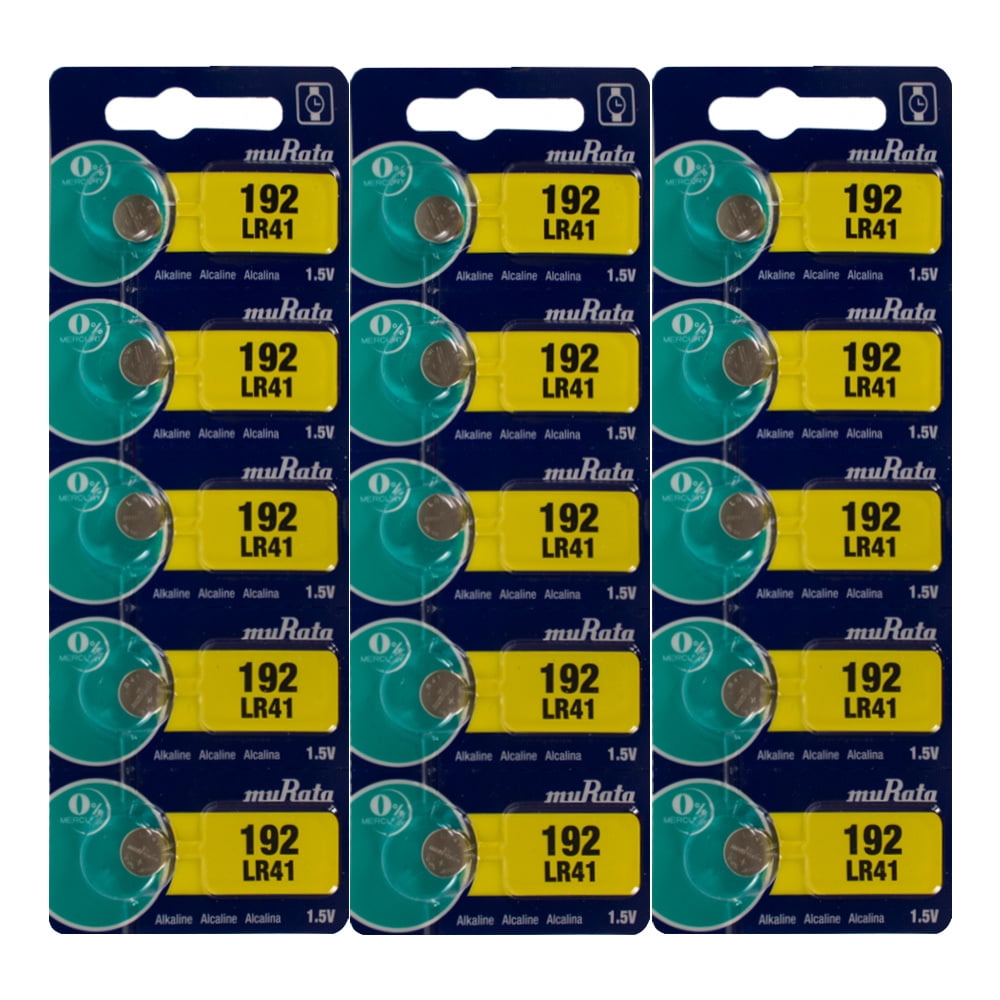 Murata LR41 (192) 1.5V Alkaline Button Cell Battery (15 Pack) - Walmart.com