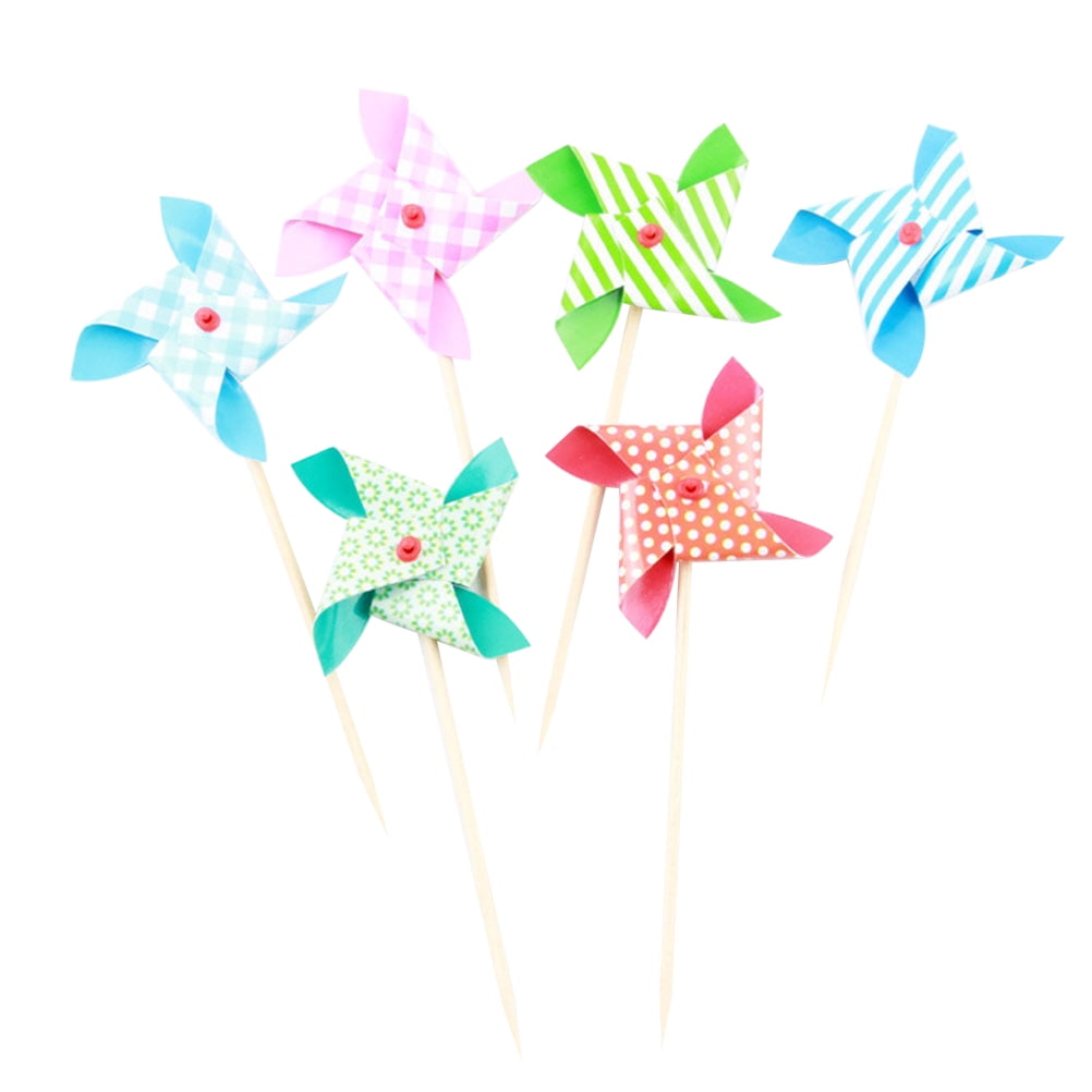 Frcolor Pinwheel Pinwheels Mini Spinners Picks Cake Decor Cupcake ...