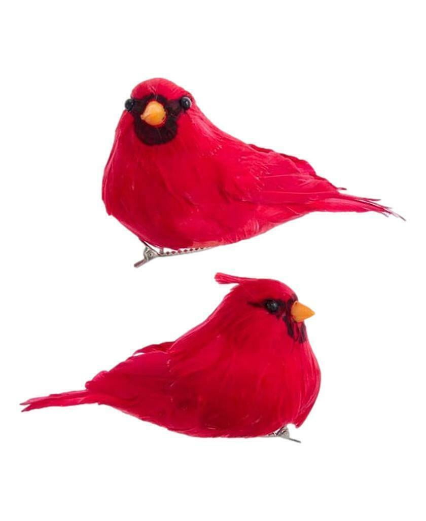 Set of 2 Feathered CARDINAL Clip-On Christmas Ornaments by Kurt Adler ...