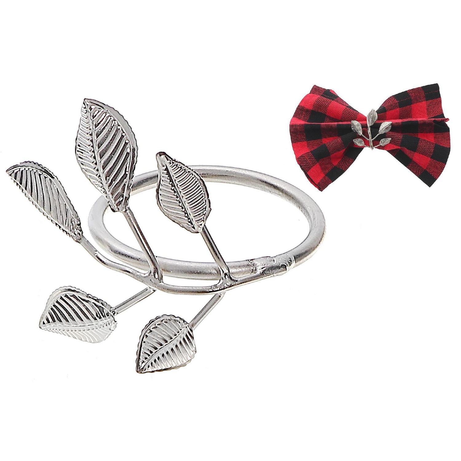 Click here for Ih Casadécor Silver Metal Leaf Napkin Ring - Set O... prices