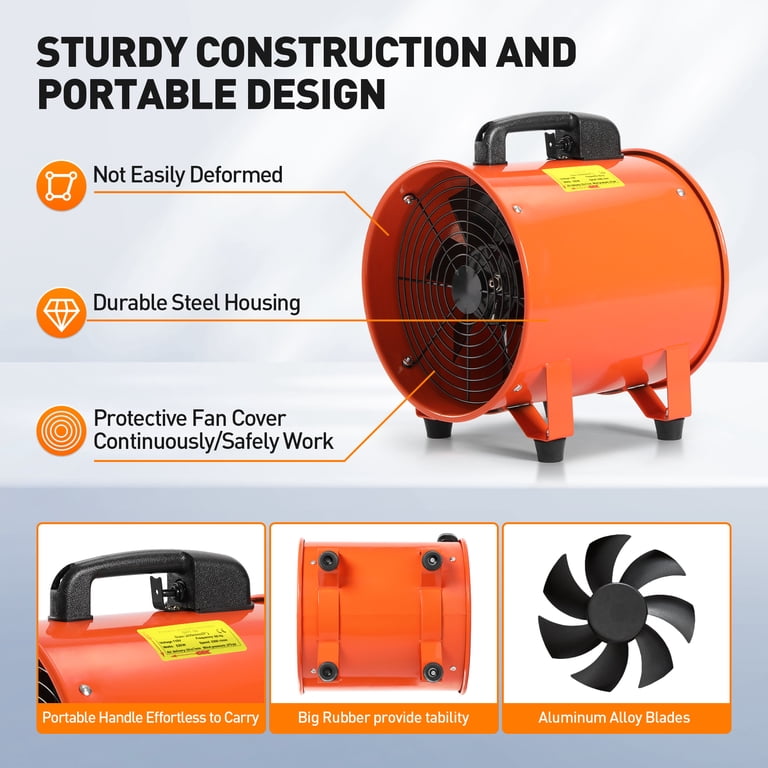 Workshop Fume Extractor With Flexible Hose VEVOR 8-Inch , 230W, 882 CFM ...