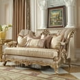 Traditional Champagne Chenille 3Pcs Sofa Set Carved Wood By Homey ...
