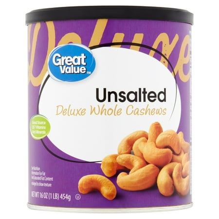 Great Value Deluxe Whole Cashews, Unsalted, 16 oz - Walmart.com