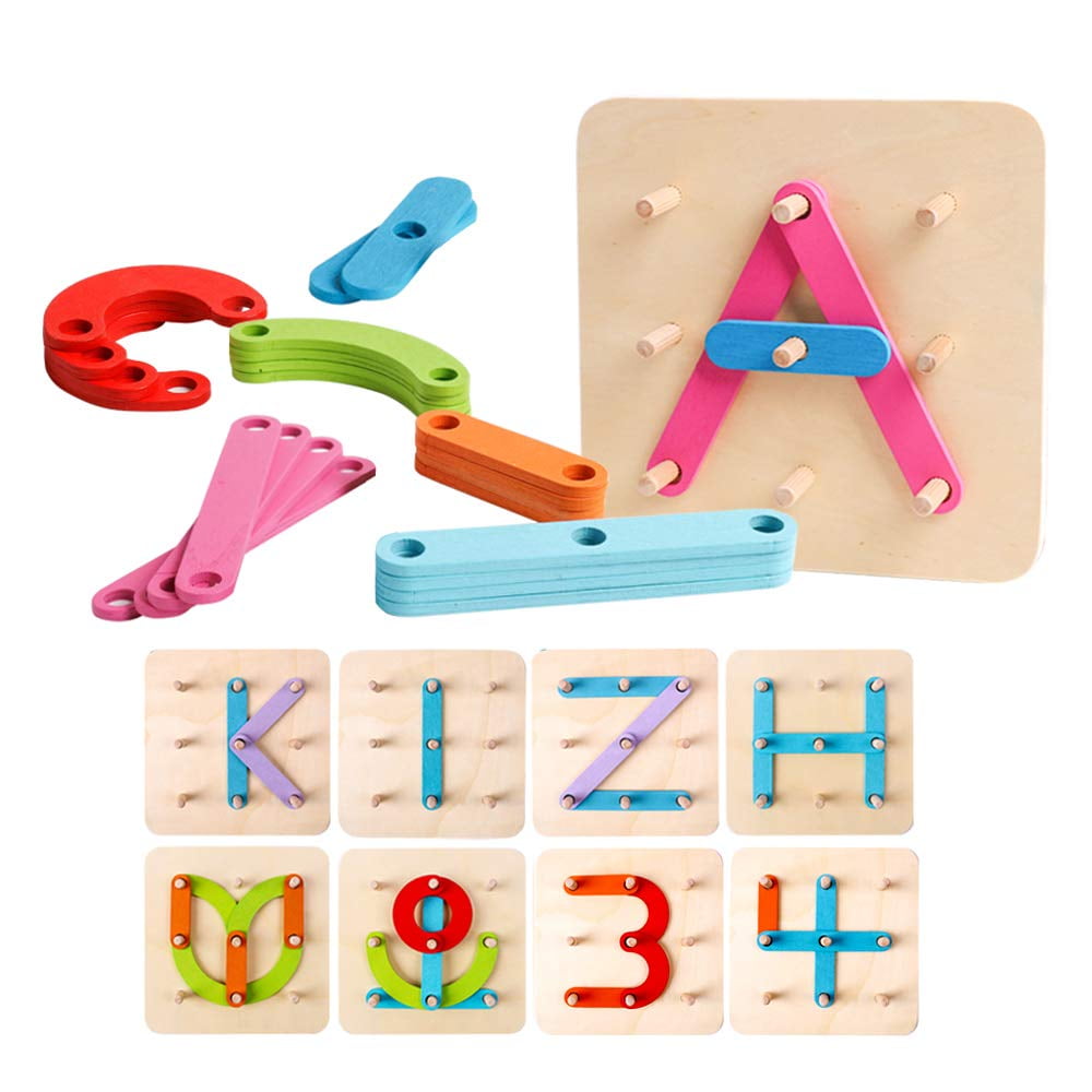 Set de actividades de construcción Kizh, juguete de madera con letras y ...