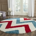 SAFAVIEH Rachel Geometric Chevron Kids Shag Area Rug, Ivory/Red, 6'7" x ...