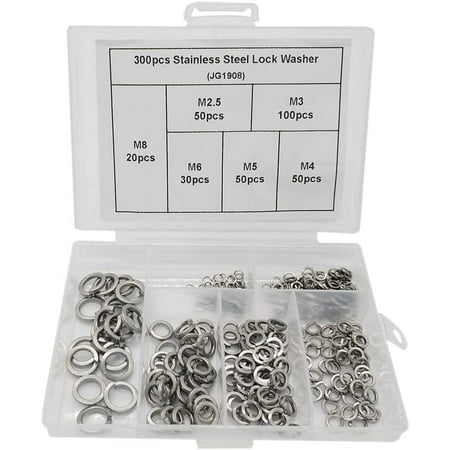 M2.5 M3 M4 M5 M6 M8 300pcs Stainless Steel Lock Washer Spring Split ...