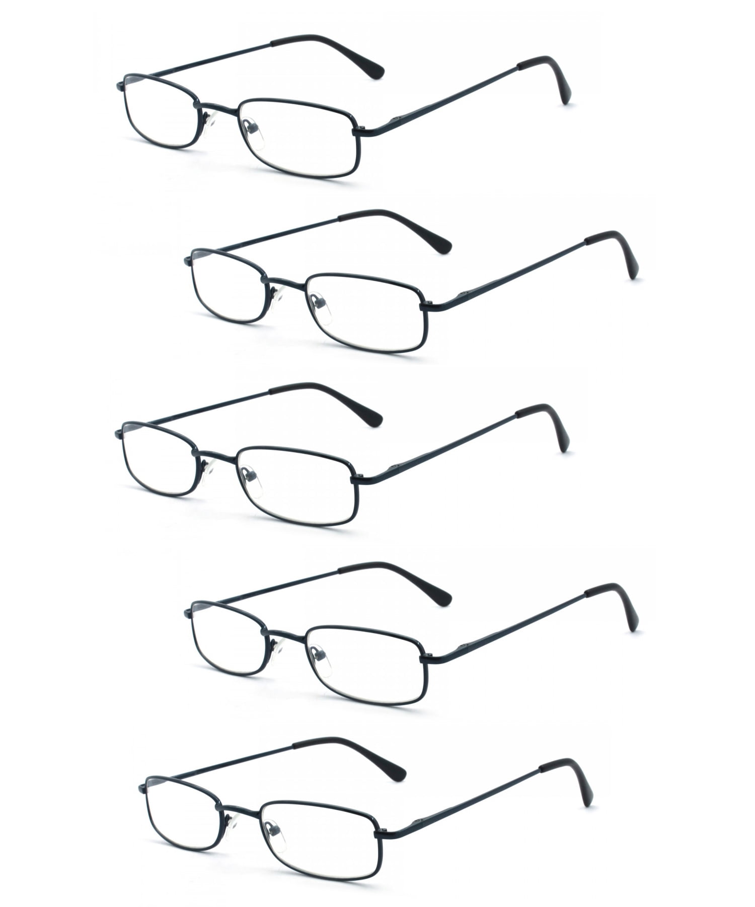 EYE ZOOM 5 Pairs Unisex Classic Rectangular Metal Frame Reading Glasses ...