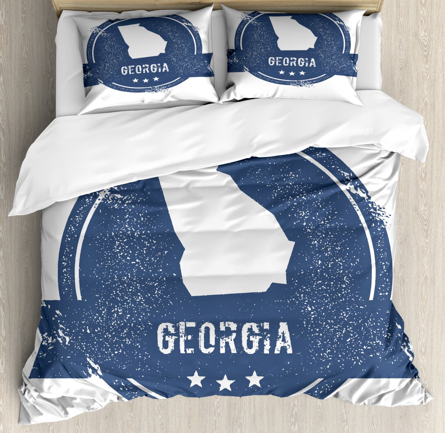 Georgia Duvet Cover Set Queen Size, Grungy Formation of Map Silhouette ...