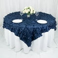 BalsaCircle 72x72 in Navy Blue Taffeta Square Table Overlay 3D Leaves ...