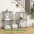 Grey 6-Cube Modular Plastic Shelf Unit for Bedroom Living Room Office ...
