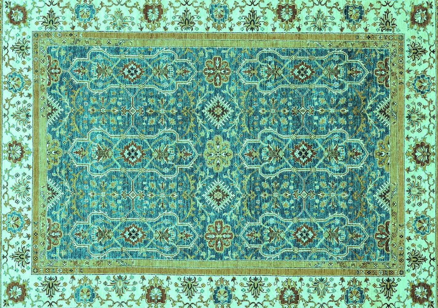 Ahgly Company Indoor Rectangle Abstract Turquoise Blue Modern Area Rugs ...
