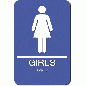 GIRLS Restroom Sign - Styrene-Blue / White (2 Units) - Walmart.com