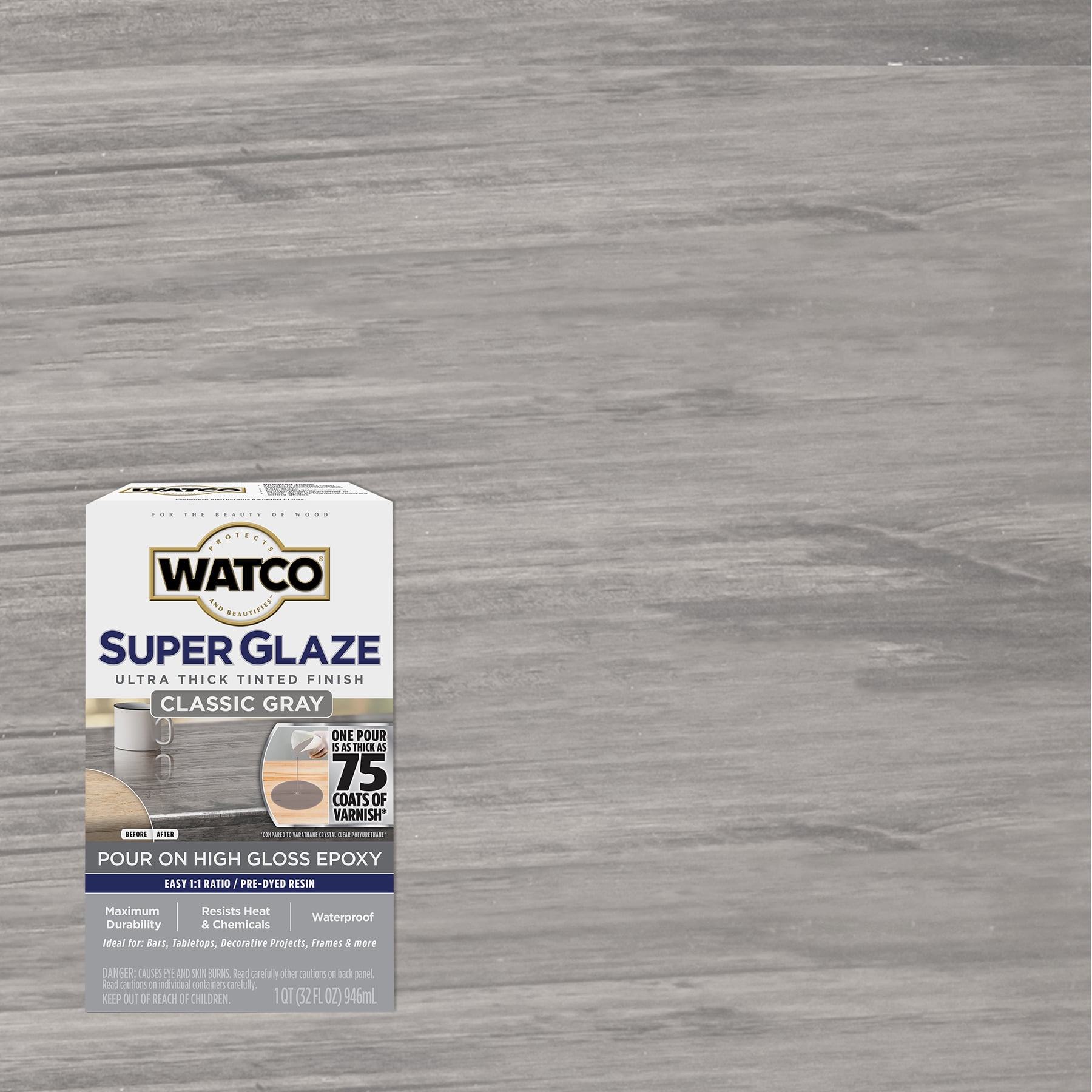 Classic Gray, Watco Super Glaze High Gloss Epoxy, 1 quart kit - Walmart.com